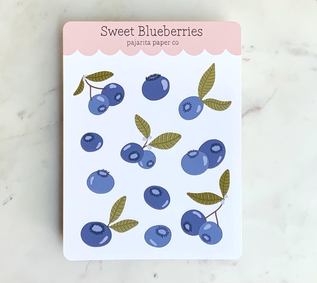 Sweet Blueberries Matte Sticker Sheet | Hand Illustrated Berry Stickers ...