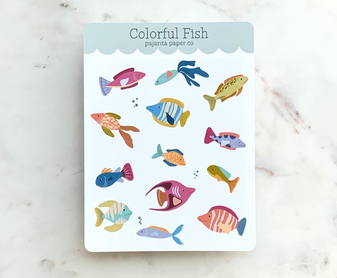 Colorful Fish Sticker Sheet | Kids Sticker Sheets | Ocean Theme ...