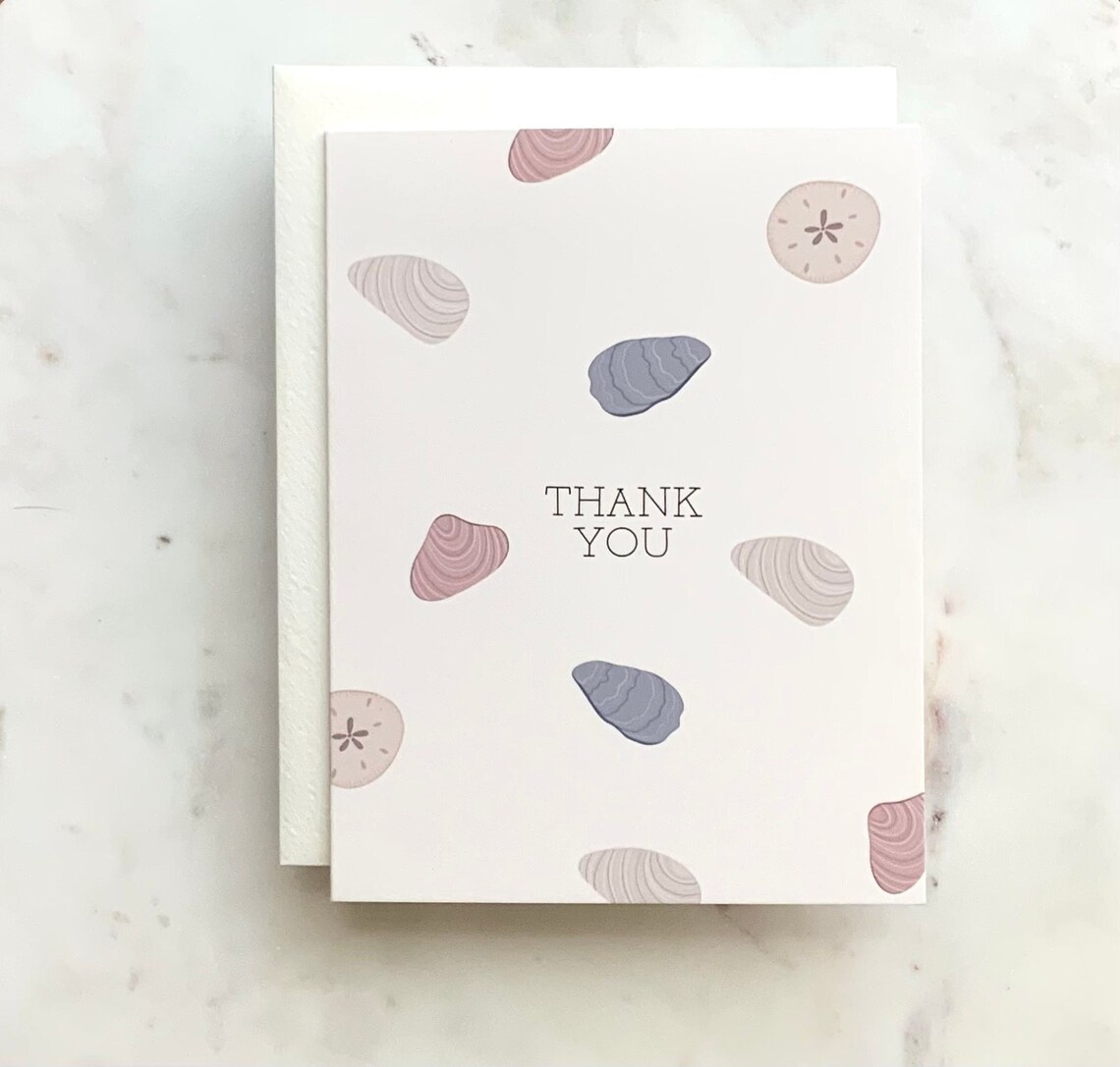 Sea Shell and Mussel Thank You Greeting Card | Sea and Ocean Theme ...