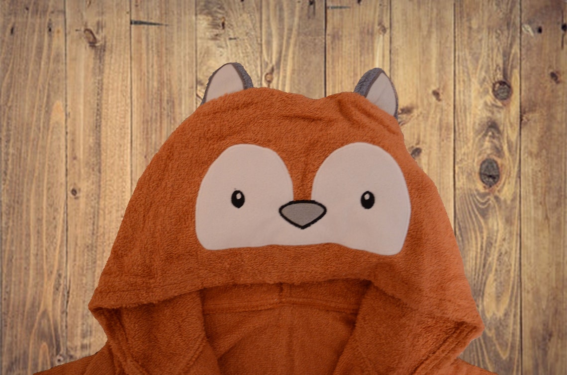 100% Organic Cotton Cute Baby Bathrobe Orange Fox Design - Etsy