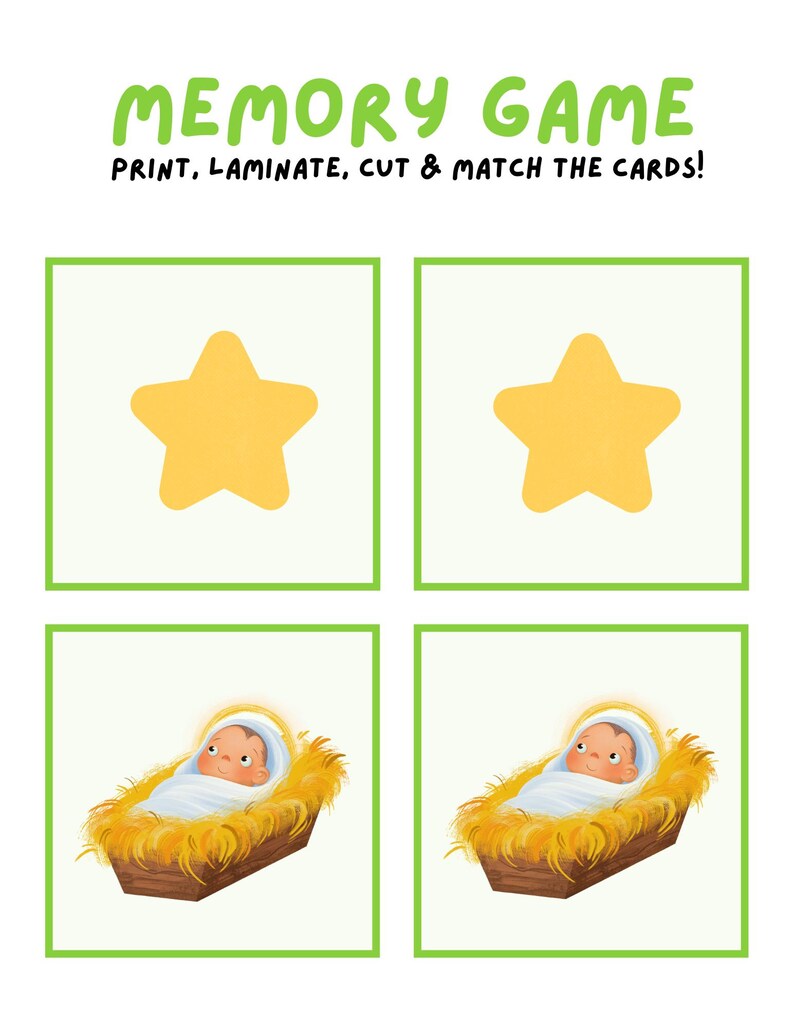 Bible Memory Match Game for Kids: Christian Printable Activity (digital ...
