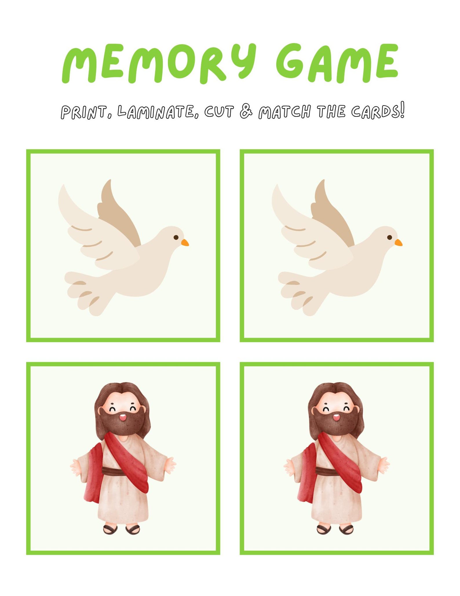 Bible Memory Match Game for Kids: Christian Printable Activity (digital ...