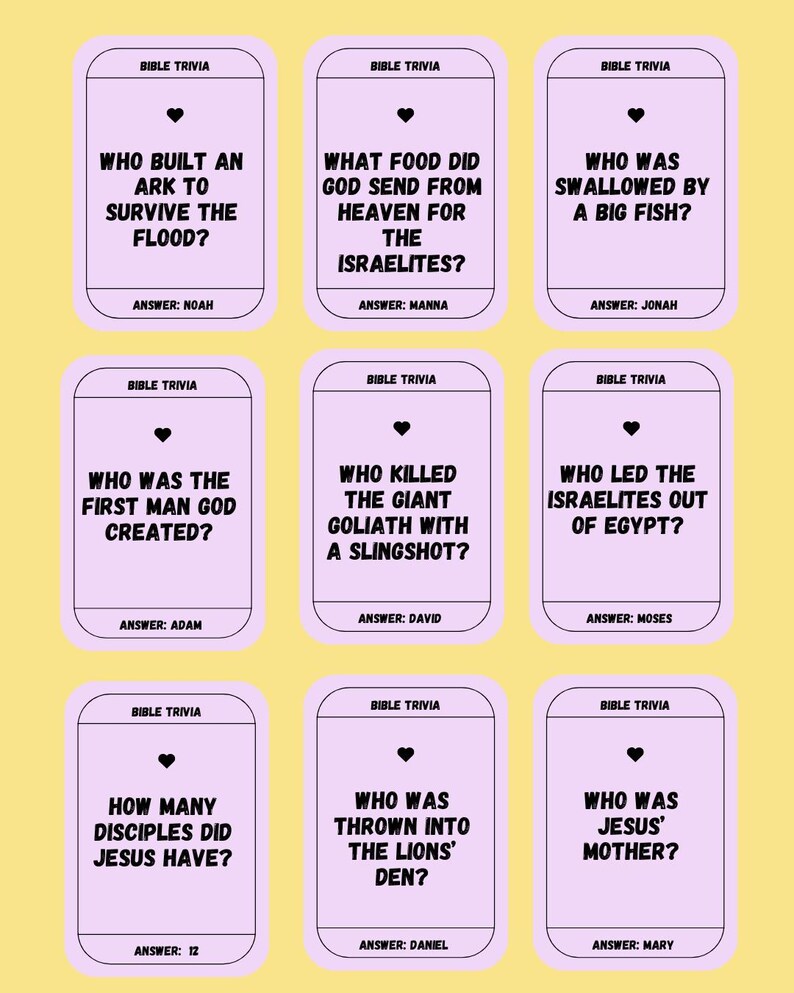Kids Bible Trivia Card Game: Christian Family Fun (digital Download) - Etsy