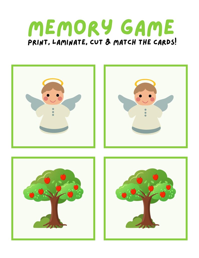 Bible Memory Match Game for Kids: Christian Printable Activity (digital ...