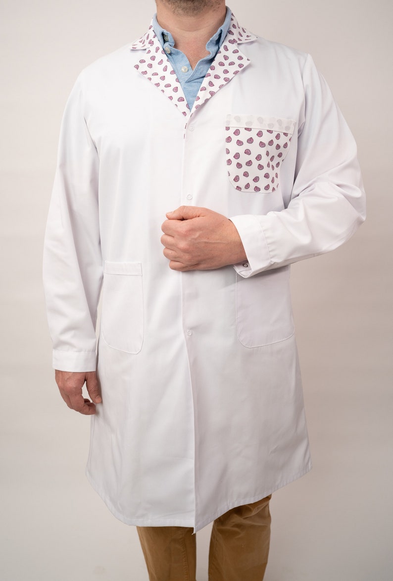 Brain Science Lab Coat - Designer White Doctors Coat, Patterned Collar ...