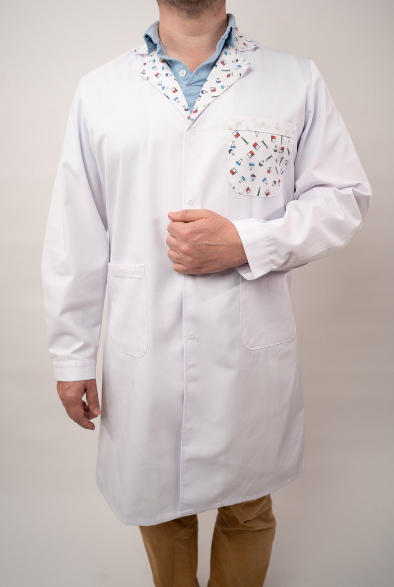 Chemistry Science Lab Coat - Designer White Doctors Coat, Patterned ...