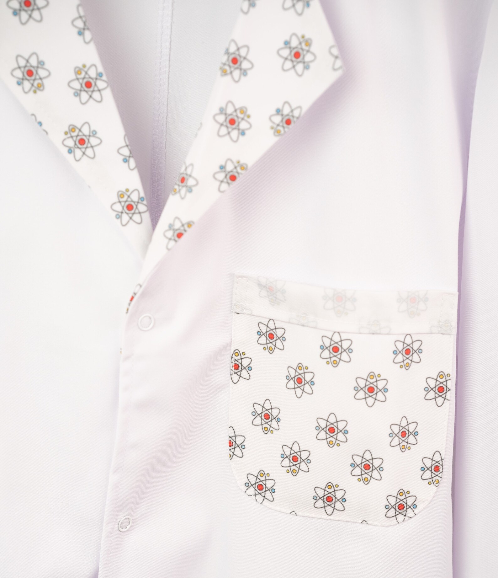 Atom Science Lab Coat - Designer White Doctors Coat, Patterned Collar ...