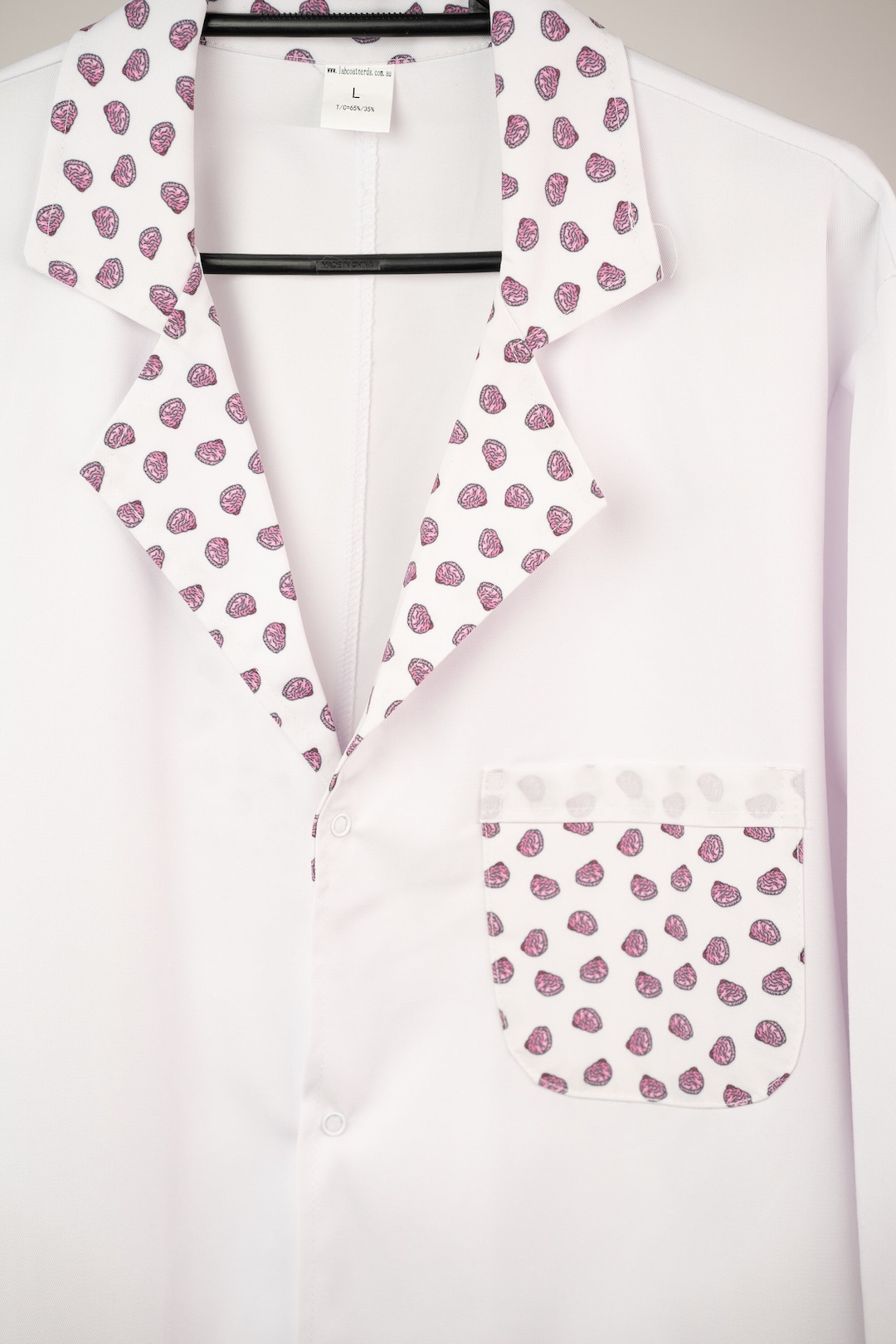 Brain Science Lab Coat - Designer White Doctors Coat, Patterned Collar ...