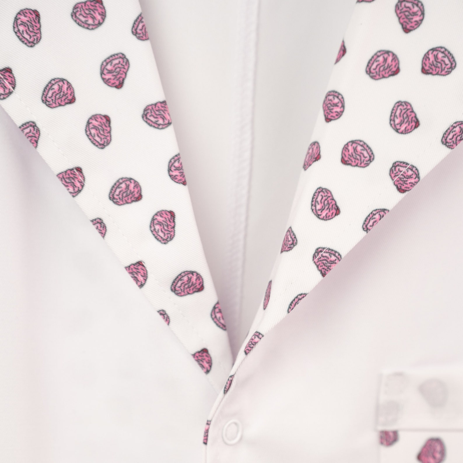 Brain Science Lab Coat - Designer White Doctors Coat, Patterned Collar ...