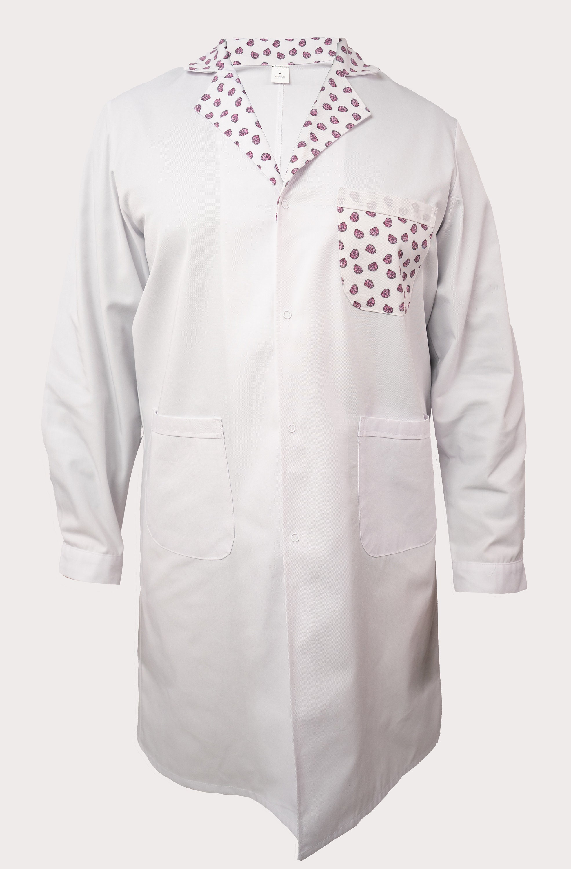 Brain Science Lab Coat - Designer White Doctors Coat, Patterned Collar ...
