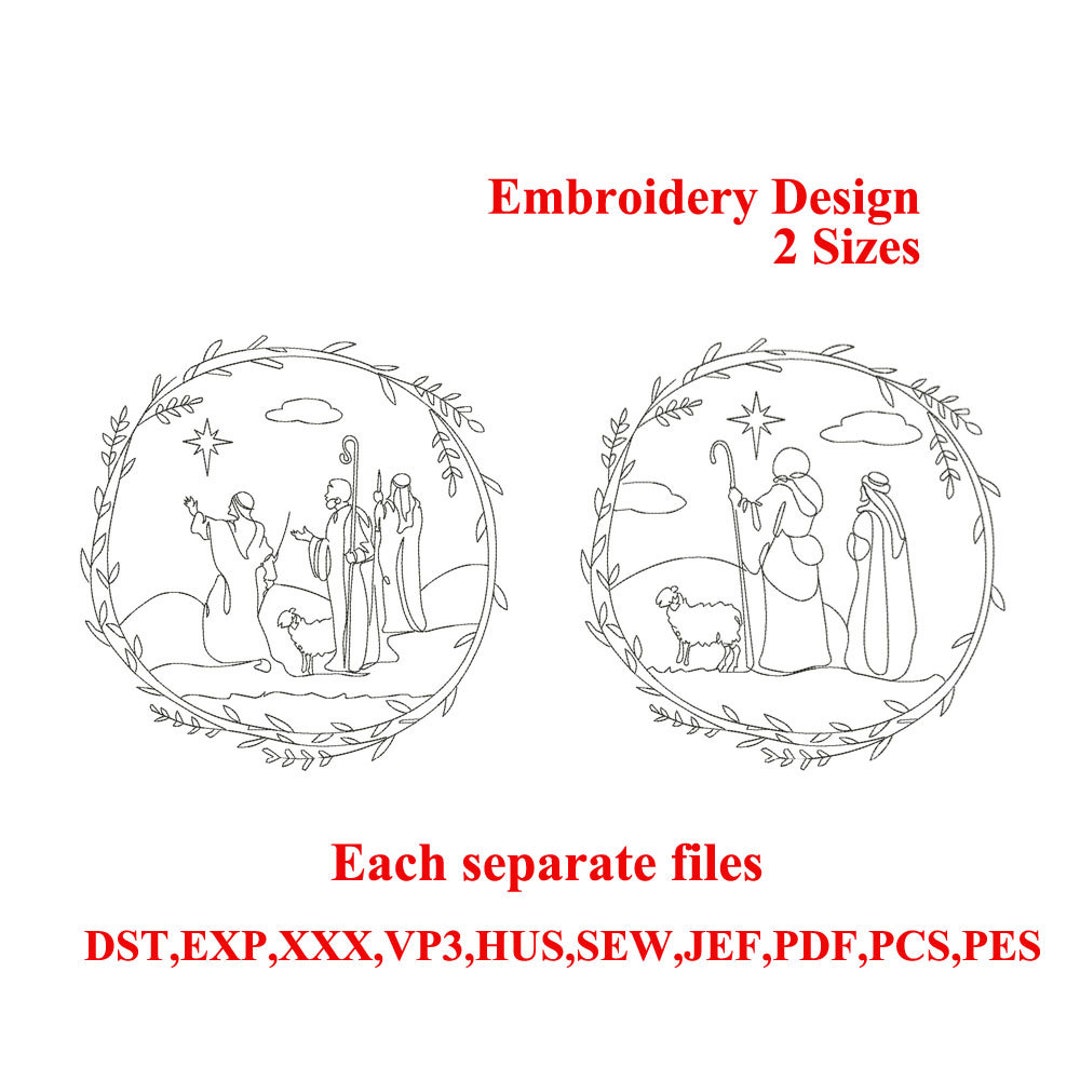 Nativity Jesus Born Holy Family Christmas Machine Embroidery Design ...