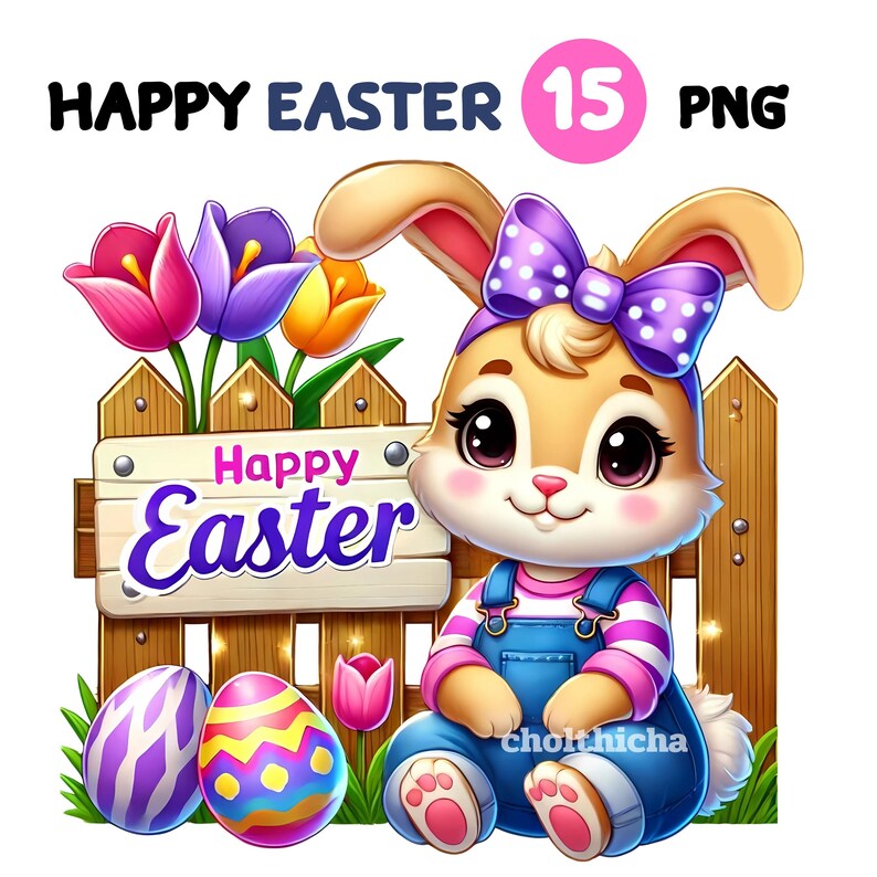 Easter Bunny Clipart Set, 15 Fantasy Rabbit Purple and Pink Vibrant ...