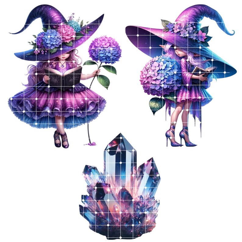 Witches Clipart 15 PNG File Digital Download A Dazzling Purple Sparkle ...
