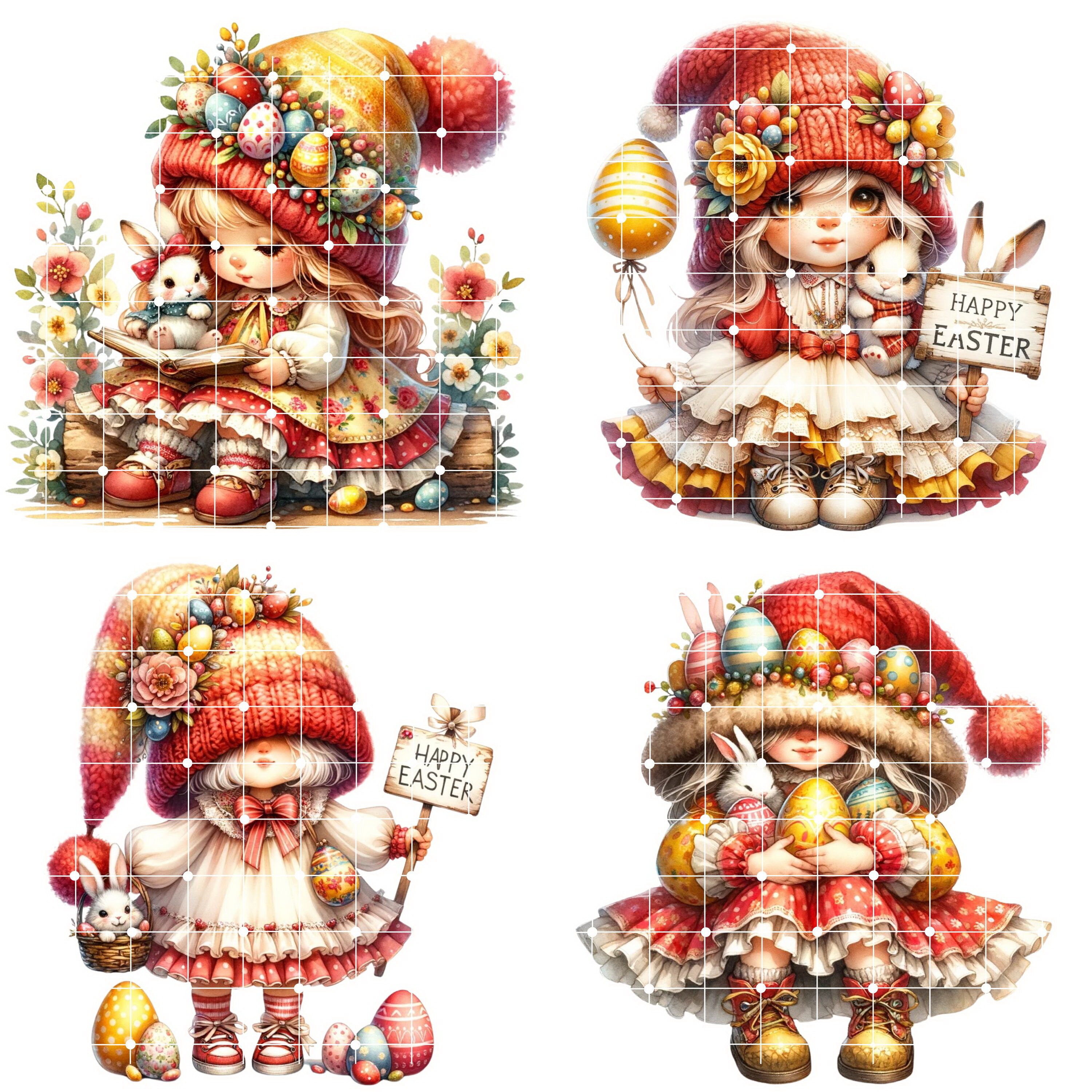 Easter Clipart 12 PNG File Digital Download Cute Girl Easter Watercolor ...