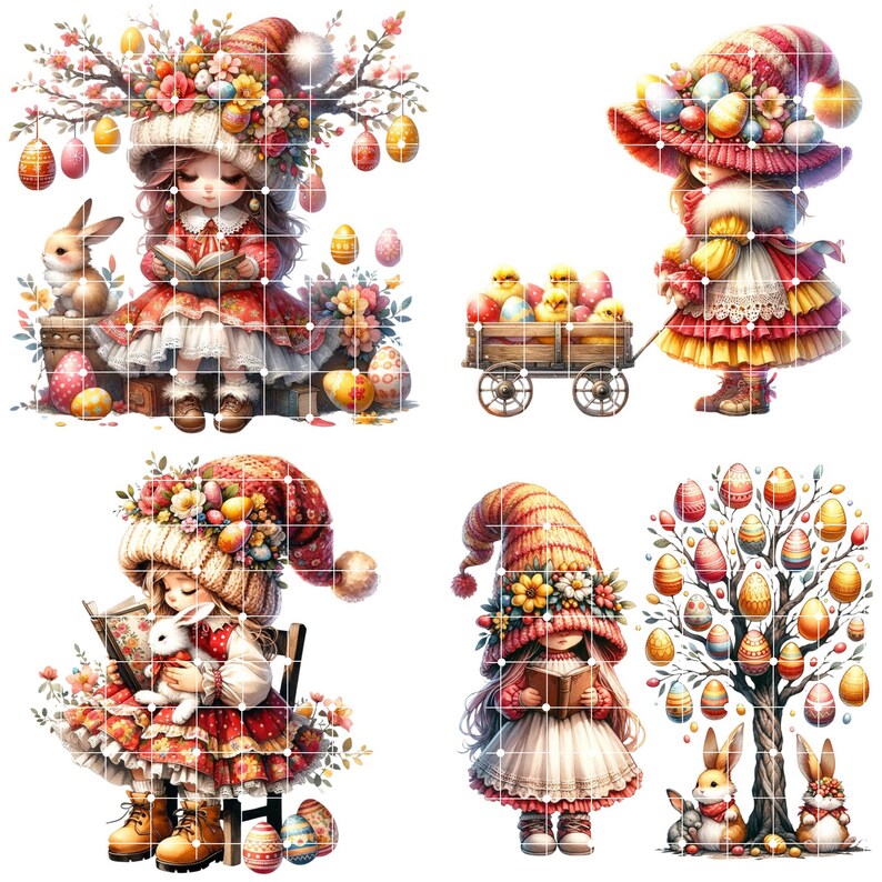 Easter Clipart 12 PNG File Digital Download Cute Girl Easter Watercolor ...