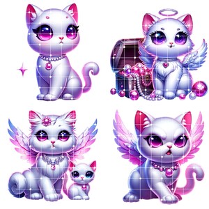 Magic Cat Clipart 14 PNG File Digital Download A Dazzling Pink Sparkle ...