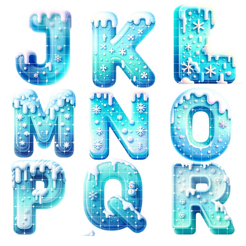 Alphabet & Numbers Digital File Set 36 PNG Digital File Download Ice ...