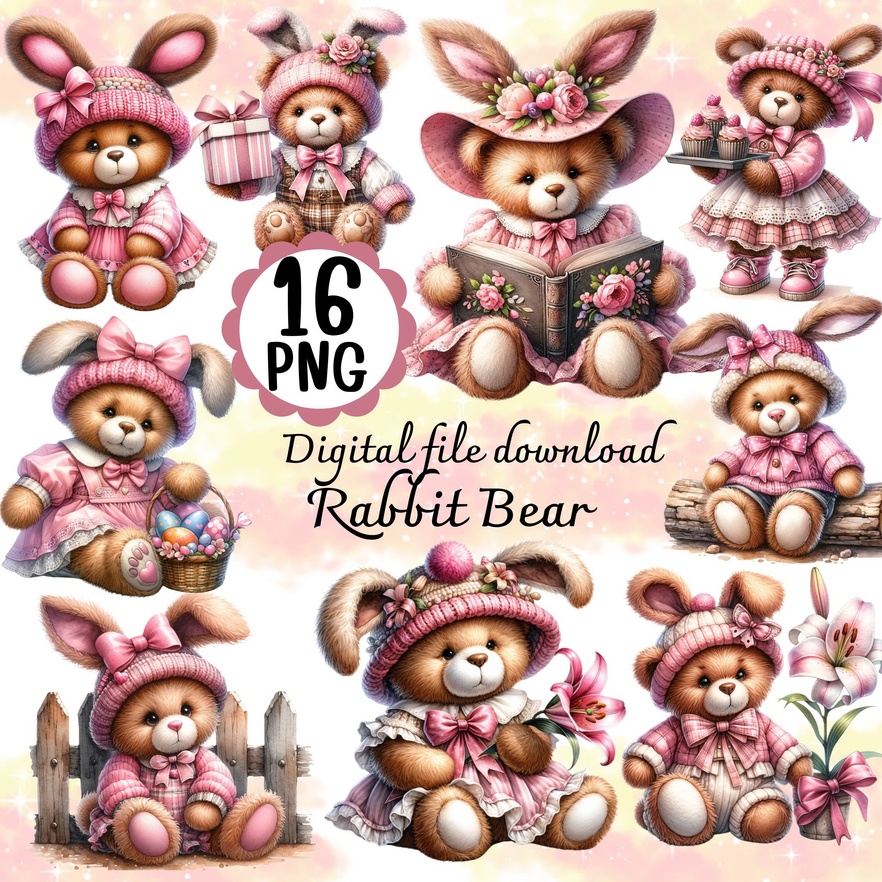 Teddy Bear Clipart 16 PNG File Digital Download Fantacy Teddy Bear ...