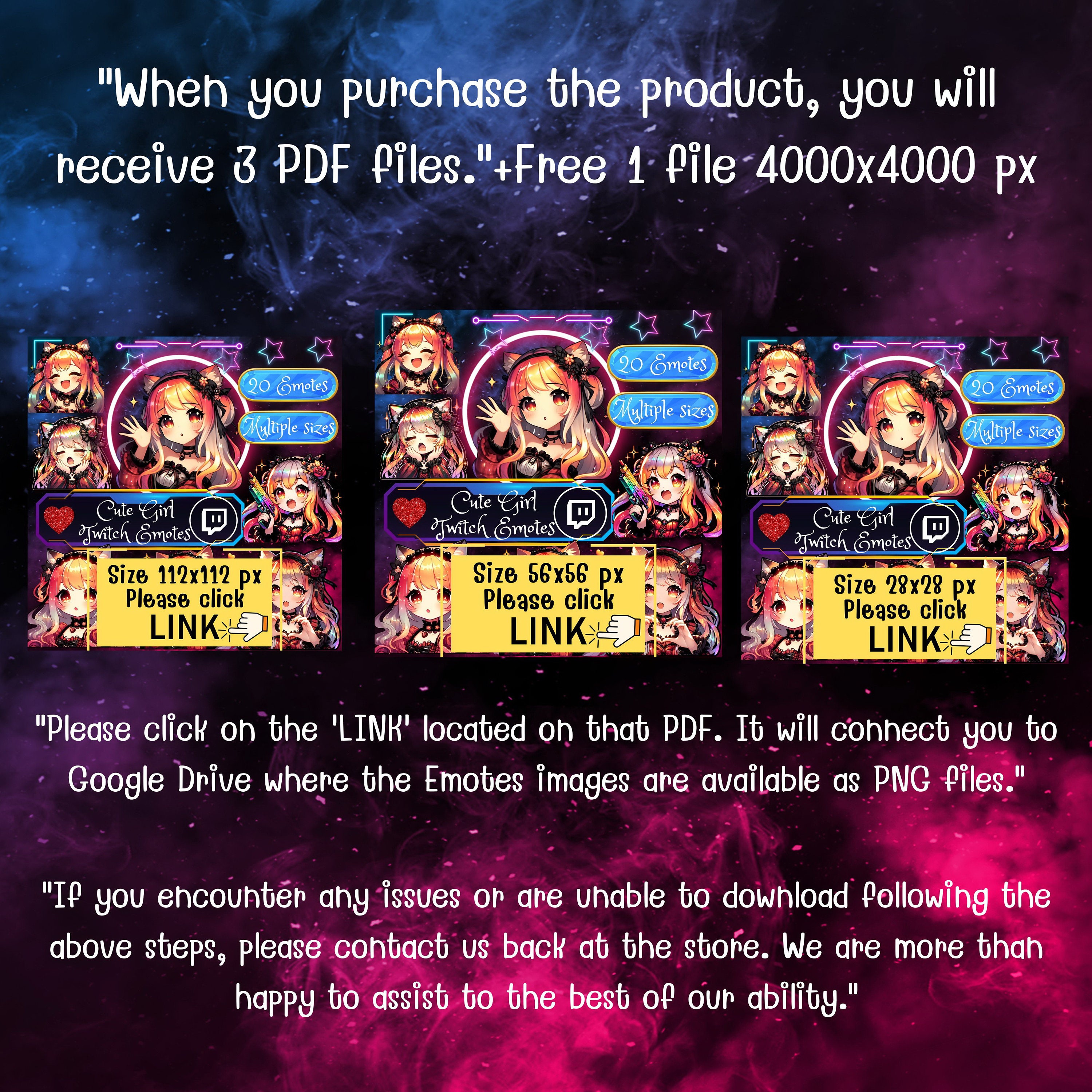 Twitch Emotes and Costom Use Cute Red Girl 20 Emotes Pack Multiple Size ...