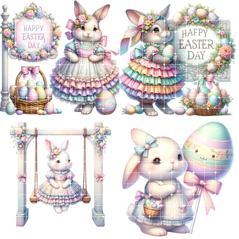 Easter Clipart Set 20 PNG Digital File Download Pastel Color - Etsy