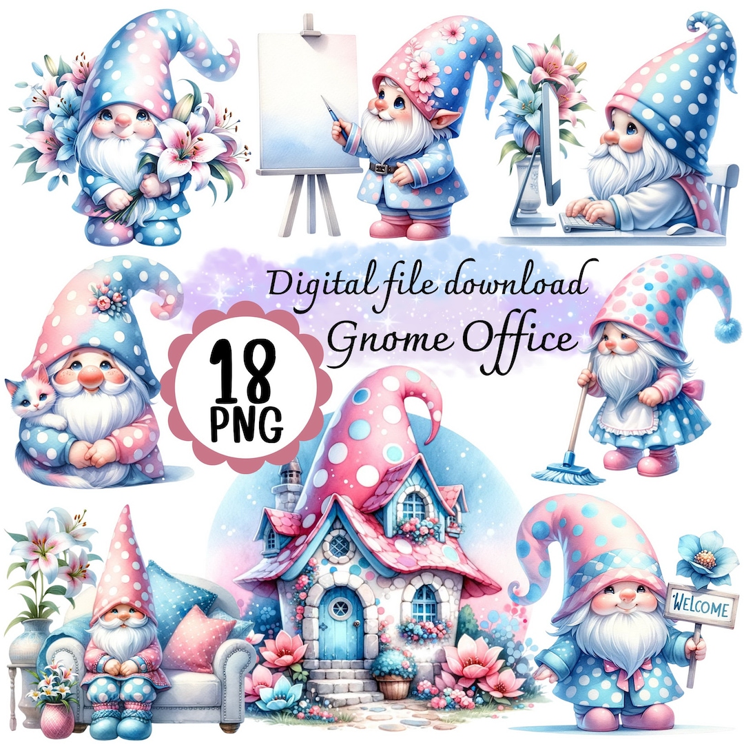 Gnome Clipart 18 PNG File Digital Download Fantacy Pastel Gnome ...