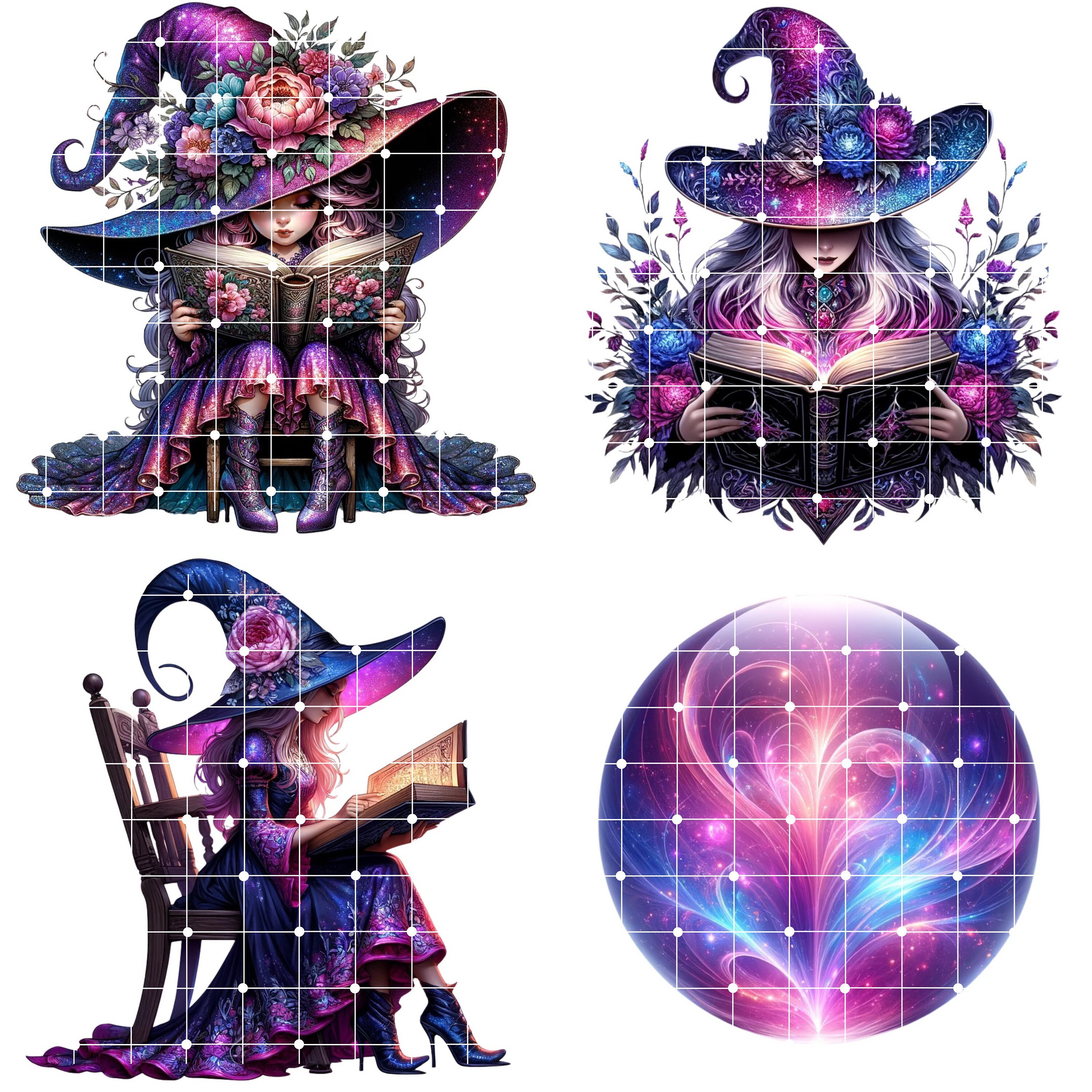 Witches Clipart 15 PNG File Digital Download A Dazzling Purple Sparkle ...