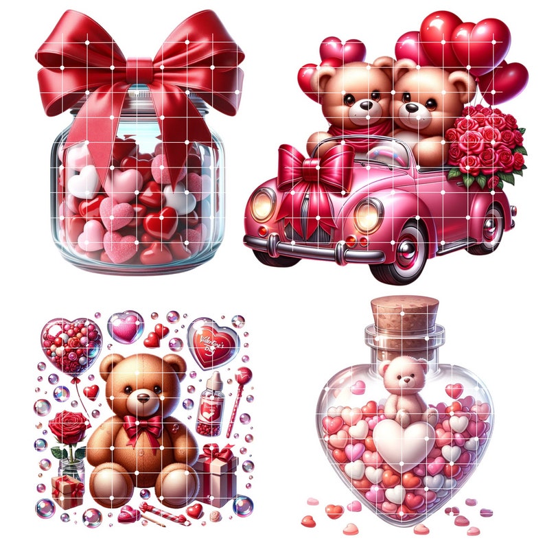 Bear Clipart Valentine 8 PNG Digital File Download - Etsy