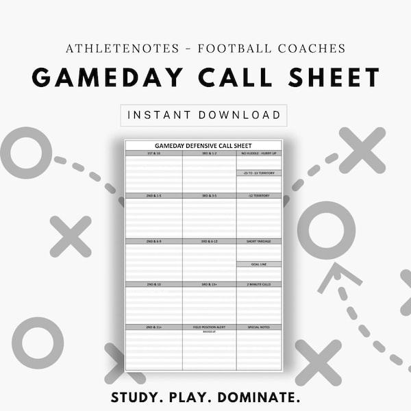 Football Play Call Sheet - Etsy