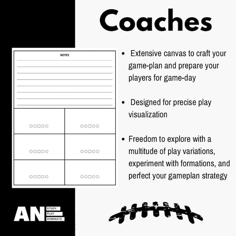 Football Playbook 6-box Notes - Football Notebook Field Diagrams - Etsy