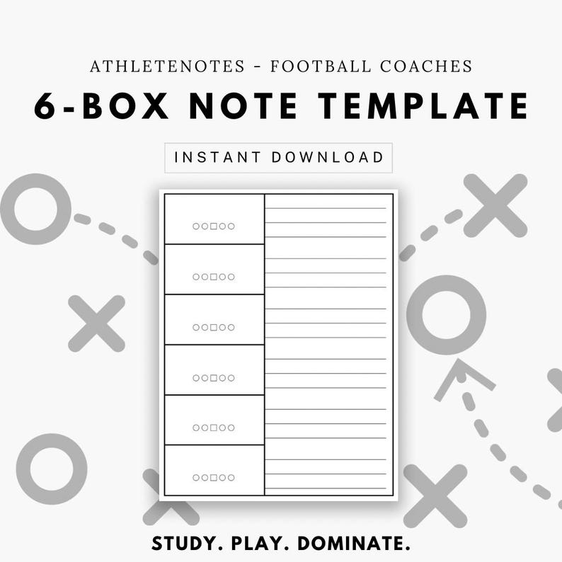 Football Playbook 6-box Vertical Notes - Football Notebook Field ...