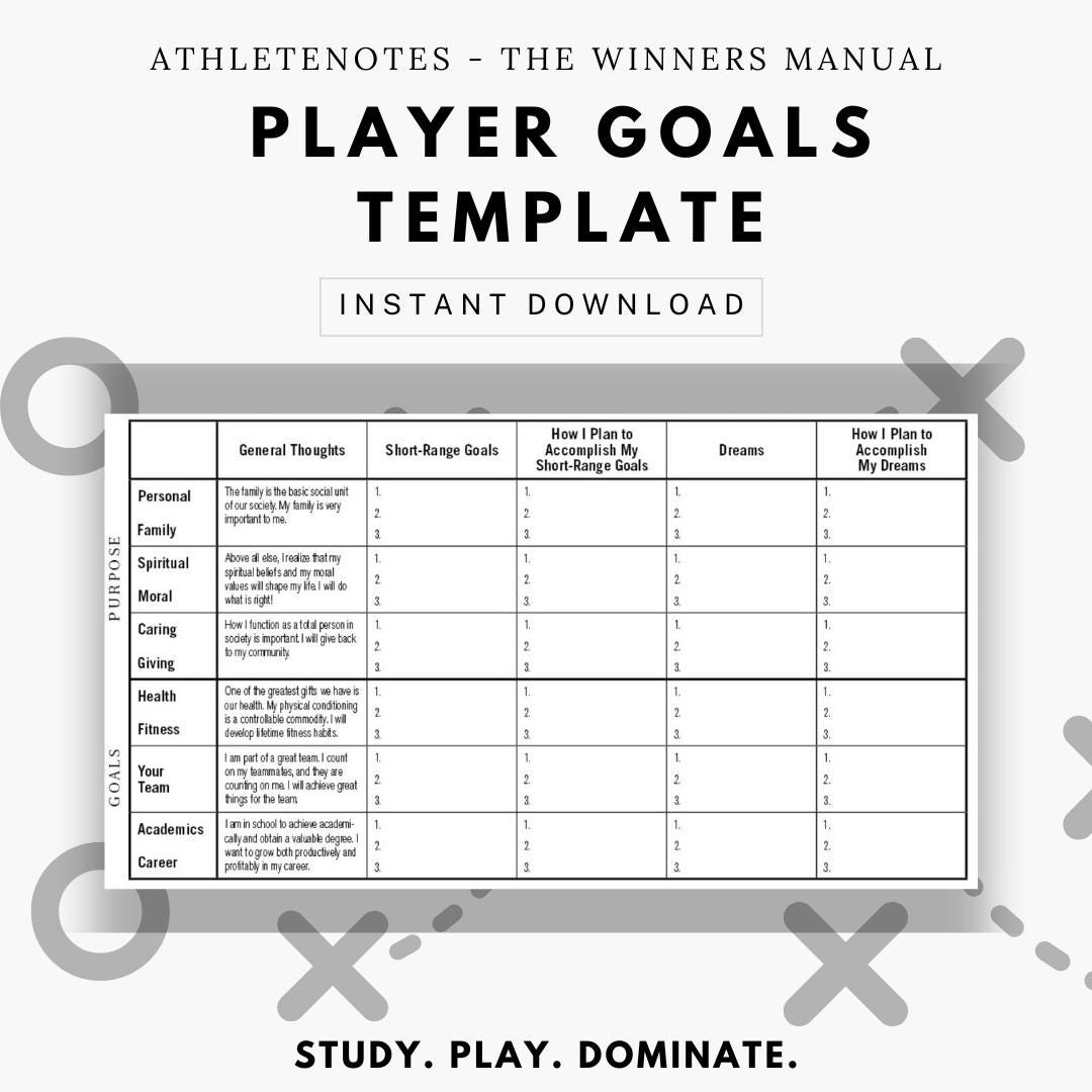 Player Goal Setting Template - Jim Tressel’s ‘the Winners Manual’ Goal ...