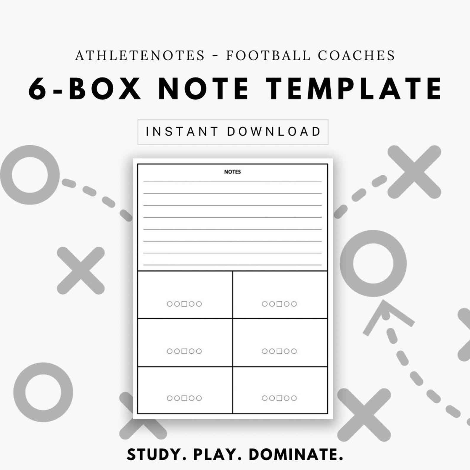 Football Playbook 6-box Notes - Football Notebook Field Diagrams - Etsy