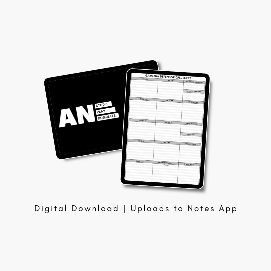 Football Coach Call Sheet - Defensive Gameplan Template - Etsy