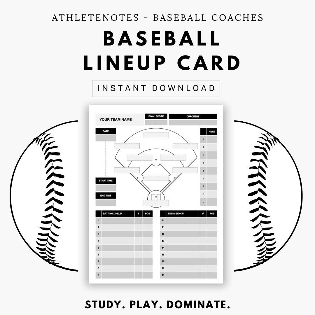 Baseball or Softball Lineup & Position Template - Baseball Coach ...