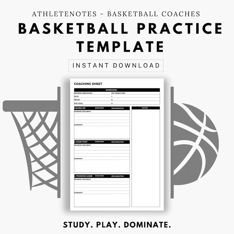 Basketball Coach Practice Template - Coaching Emphasis Practice Plan ...