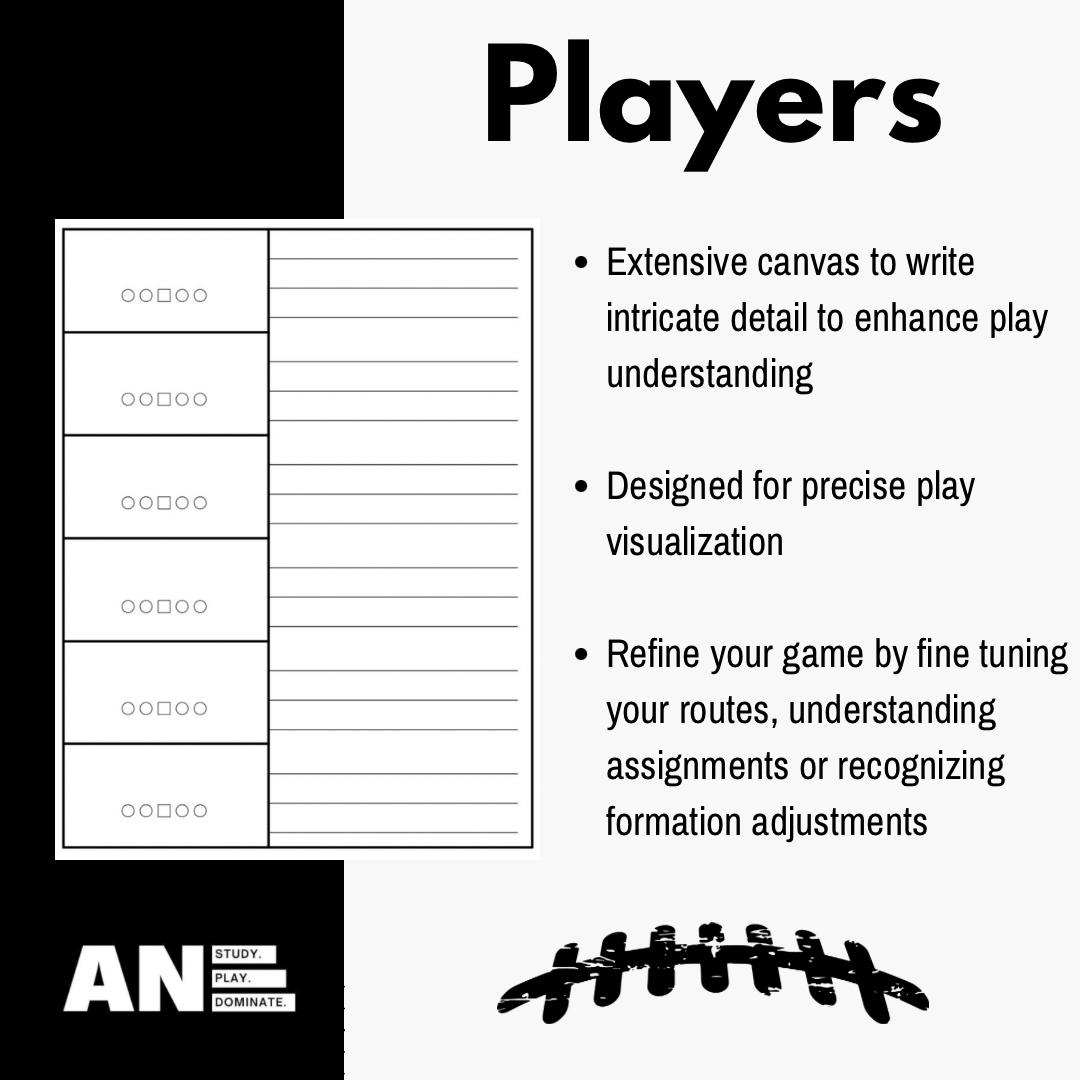 Football Playbook 6-box Vertical Notes - Football Notebook Field ...