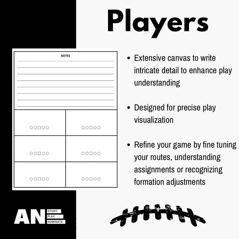 Football Playbook 6-box Notes - Football Notebook Field Diagrams - Etsy