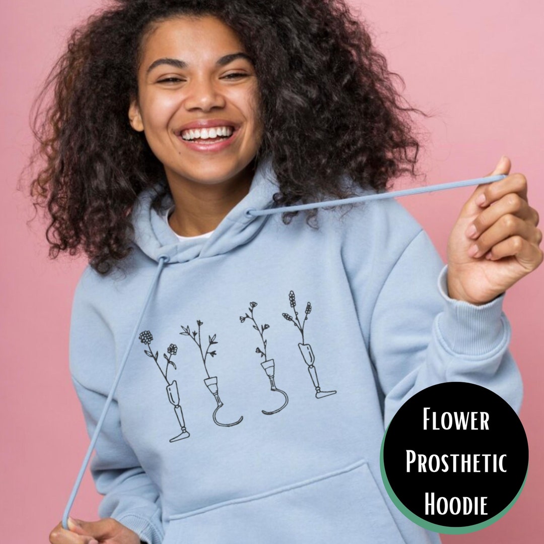 Prosthetic Leg Flower Sweatshirt, Amputee Aesthetic, Hoodie for ...