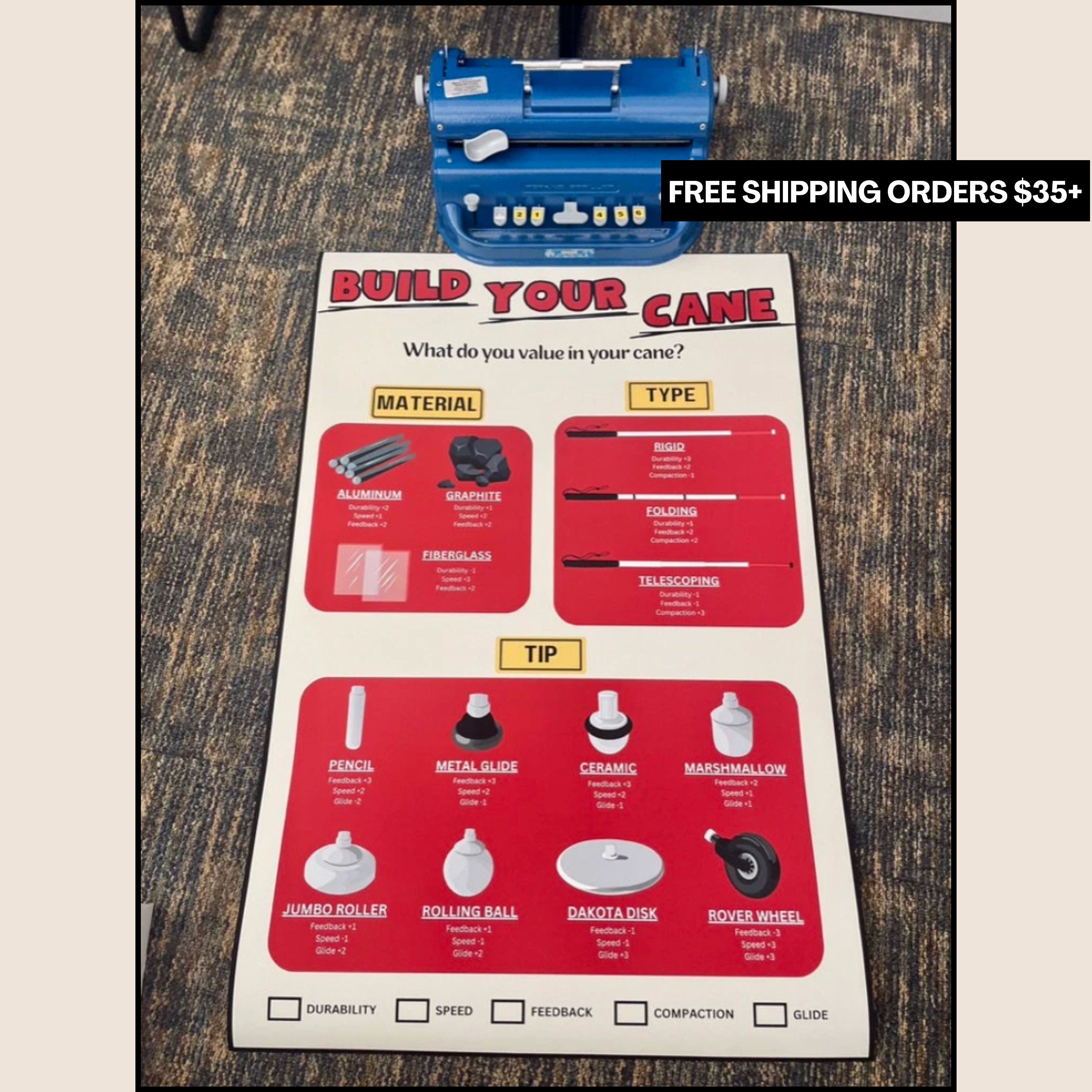 White Cane Day Poster, Orientation and Mobility Poster, O&M Designs ...