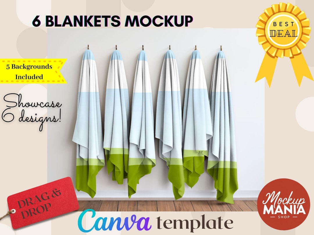 Smart Blanket Mockup Bundle 6 Blankets Hanging Mockup Fleece Sherpa ...