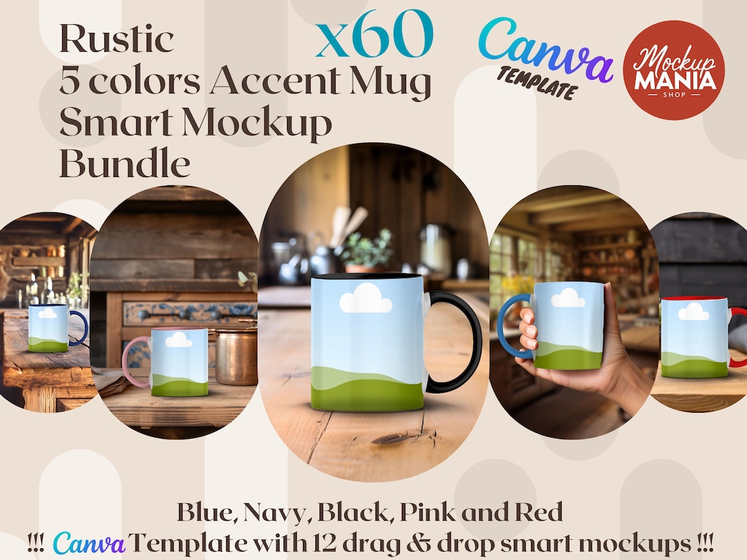 Rustic Mug Mockup Bundle: Canva Template With Smart Mockups (digital ...