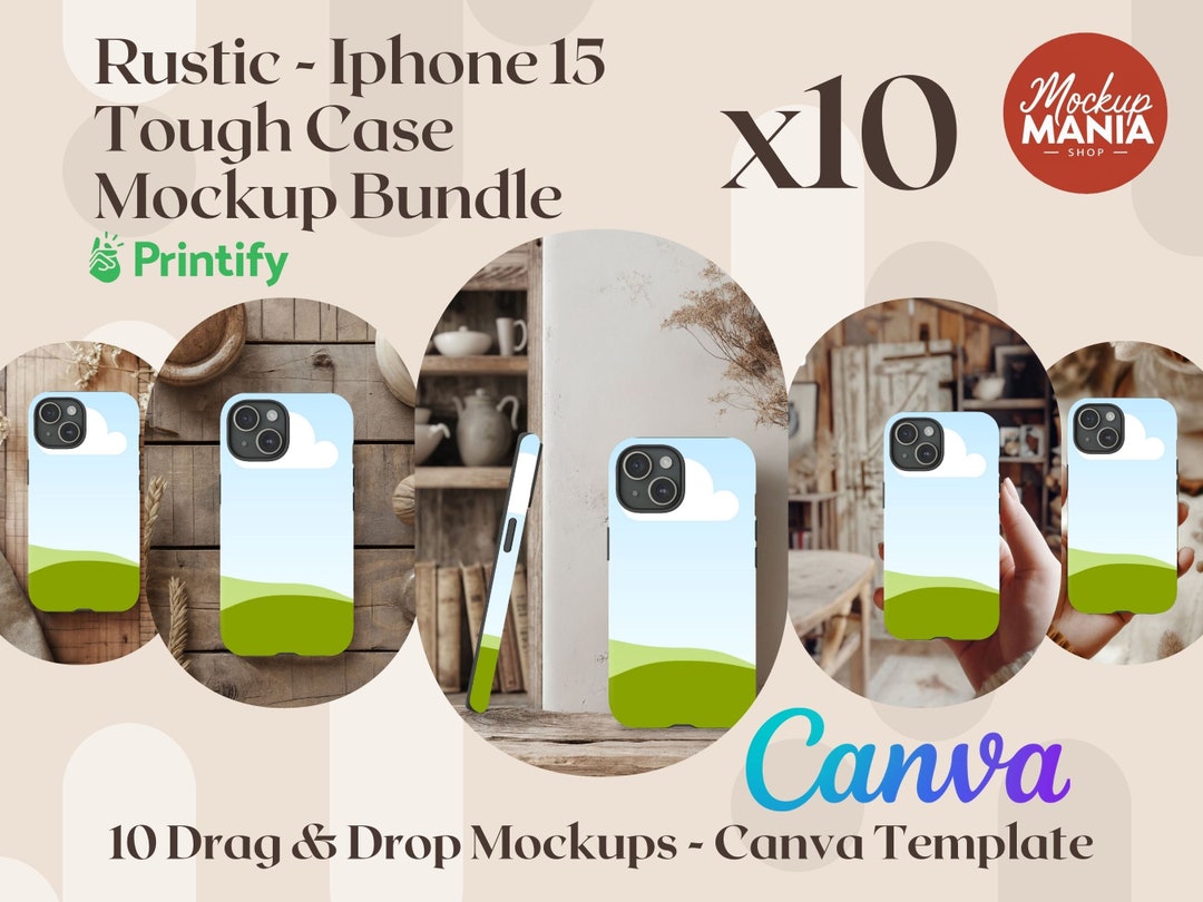 IPhone 15 Case Mockup Rustic iPhone 15 Mockup Tough Case Mockup Canva ...