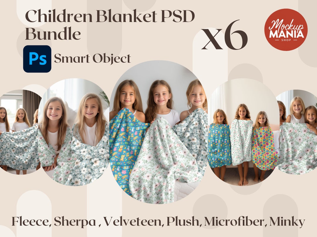 Children Blanket Mockup Smart Object Bundle Baby Blanket Mockup Fleece ...
