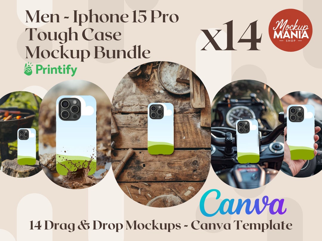 Men iPhone 15 Pro Case Mockup iPhone 15 Mockup Tough Case Mockup Canva ...