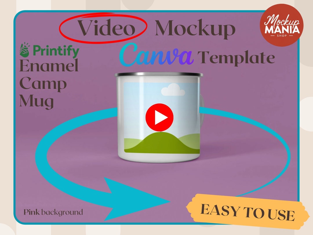 Video Mockup Camp Mug Rotating Canva Template Printify Enamel Mug Video ...