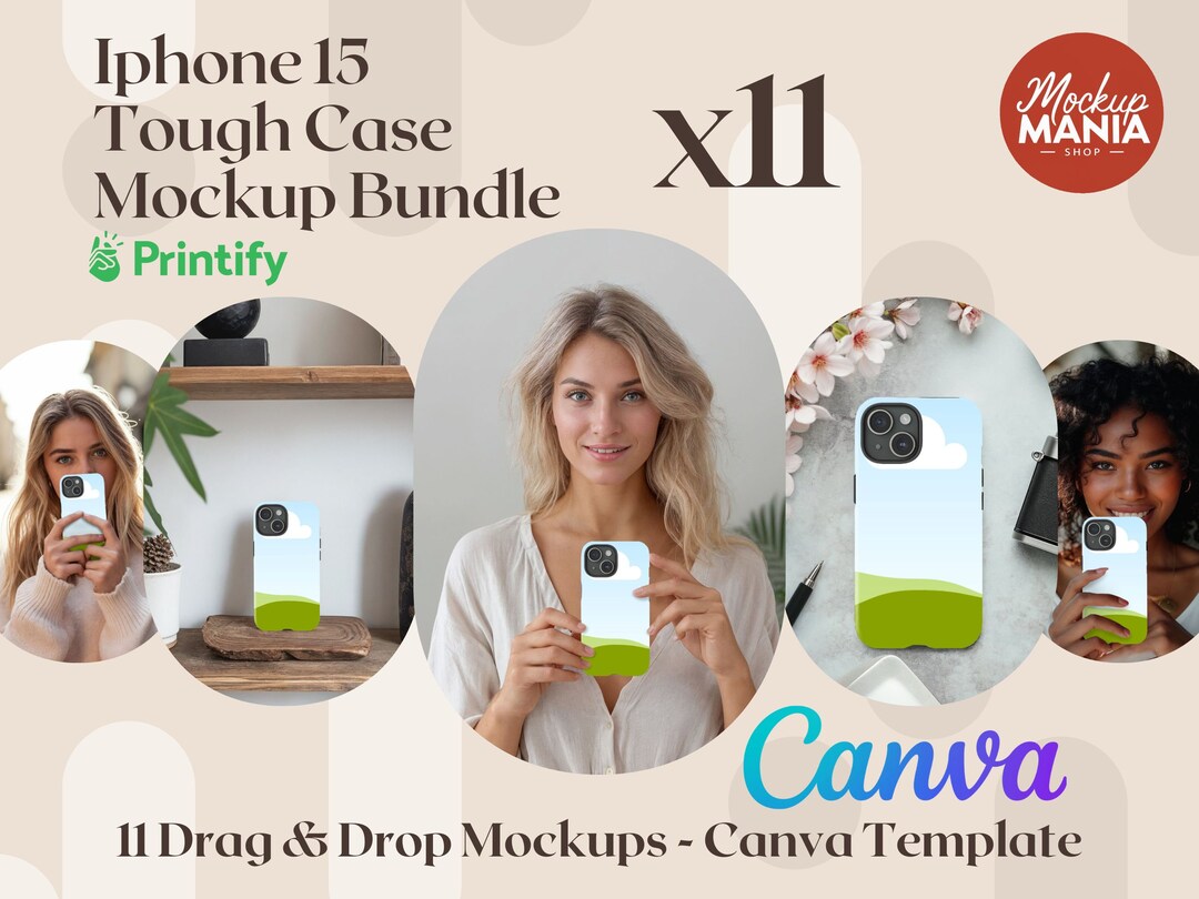 IPhone 15 Case Mockup iPhone 15 Mockup Tough Case Mockup Canva Smart ...