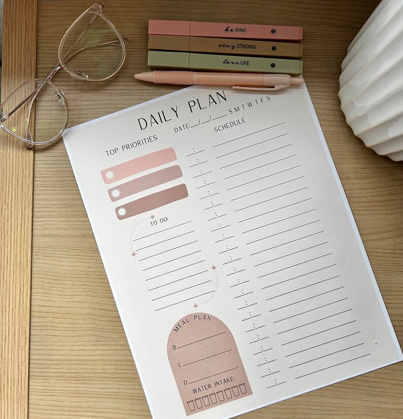 Daily Planner Printable, Planner PDF, Planner Fillable PDF, Daily ...