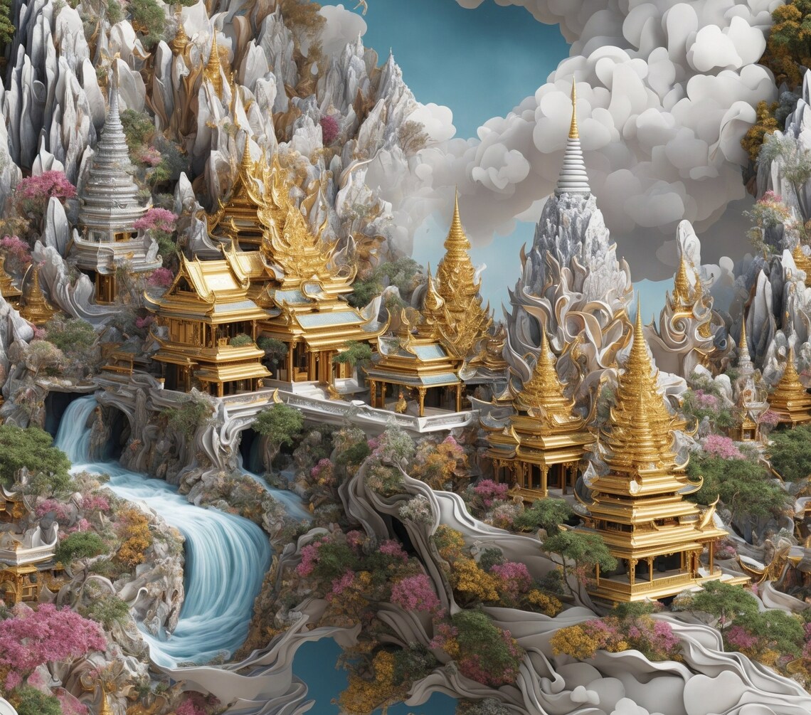 3D Landscape With Thai Fine Arts Design 20 Oz Skinny Tumbler ...