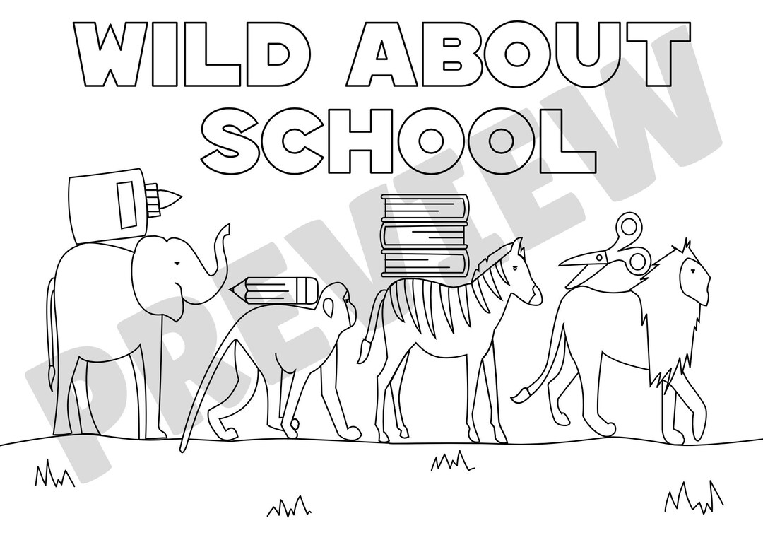 Back to School Animals Coloring Sheet | Kids Printable Coloring Page ...