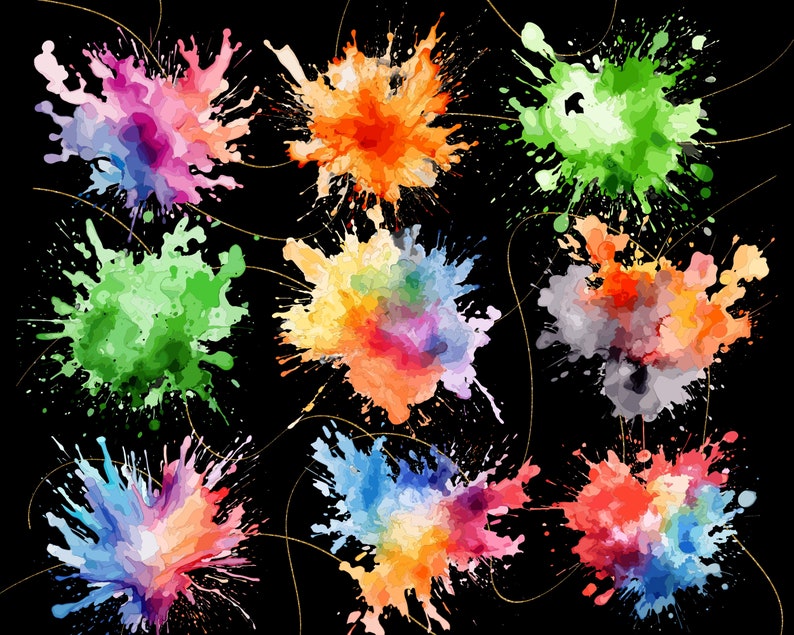 Watercolor Color Splash Clipart PNG SVG Paint Splatter Clipart Alcohol ...
